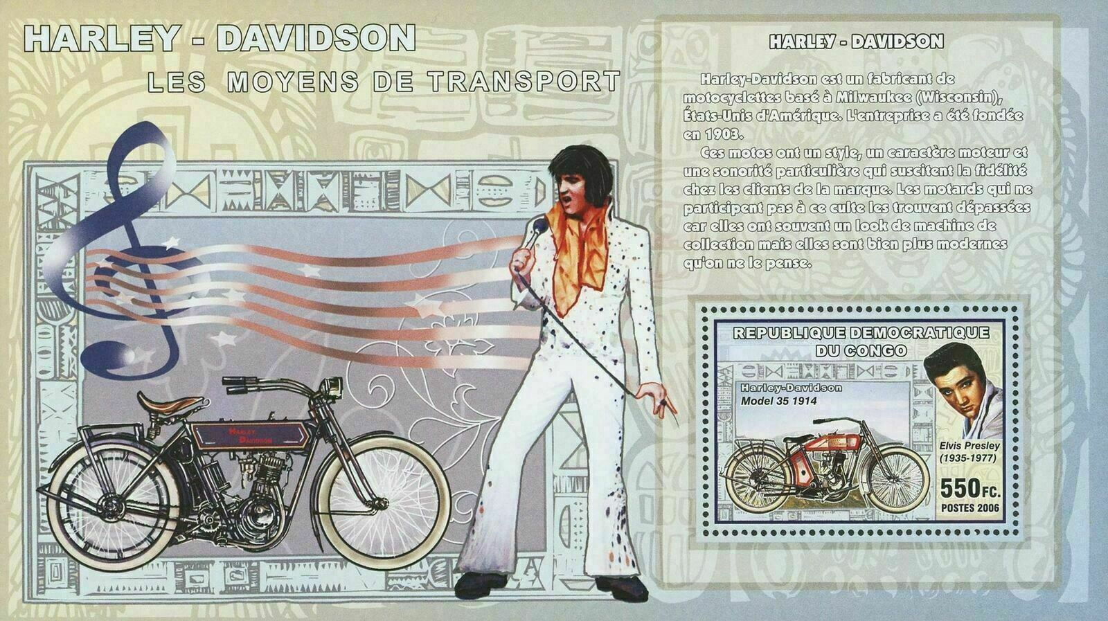 Motorcycle Harley Davidson Elvis Presley Guitar Music Singer Souvenir ...