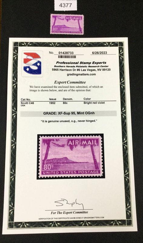US Stamps #C46 Mint OG NH **Pse Graded Cert Xf-Sup 95** LOT #4377 ...