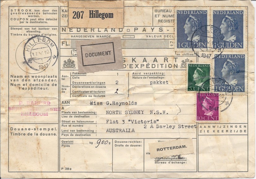 Netherlands-Document with (3) #278,286&289 Postal History / HipStamp