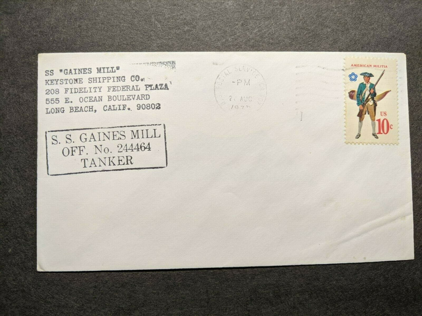 Tanker Ship SS GAINES MILL, KEYSTONE SHIPPING Co Naval Cover 1975 ...