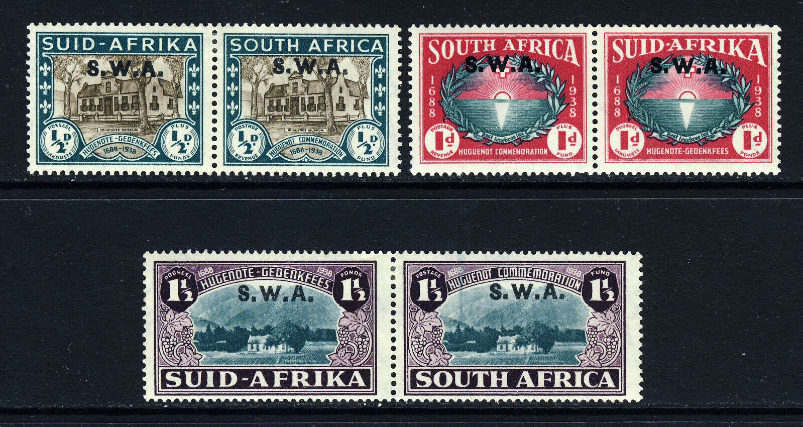 SOUTH WEST AFRICA 1939 Huguenot Landing Set Overptd SWA SG 111 to SG ...