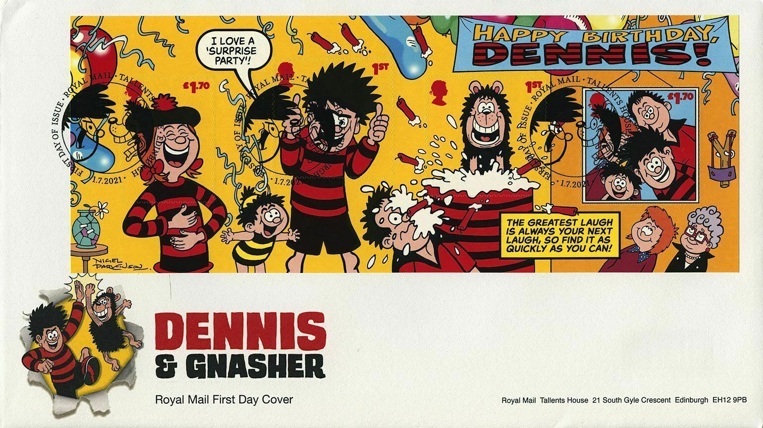 GB 2021 FDC Comics Stamps Dennis the Menace & Gnasher Cartoons 4v S/A M ...