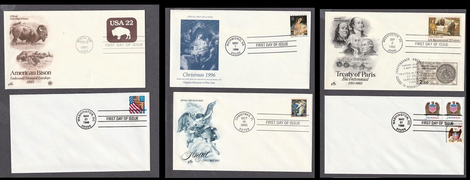 FDC Lot (6) US 2052, US 2907, US 3012, U 3107, U608, US 2915a AA ...