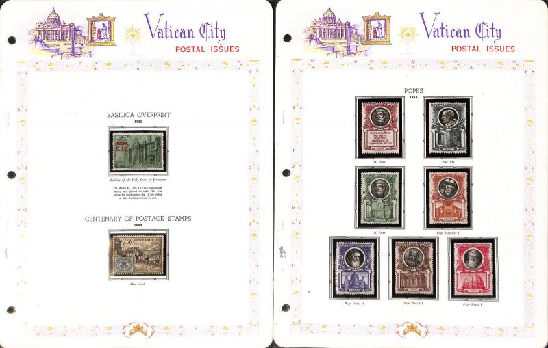 Vatican City Stamp Collection In White Ace Album, 1929-1954, Loaded ...