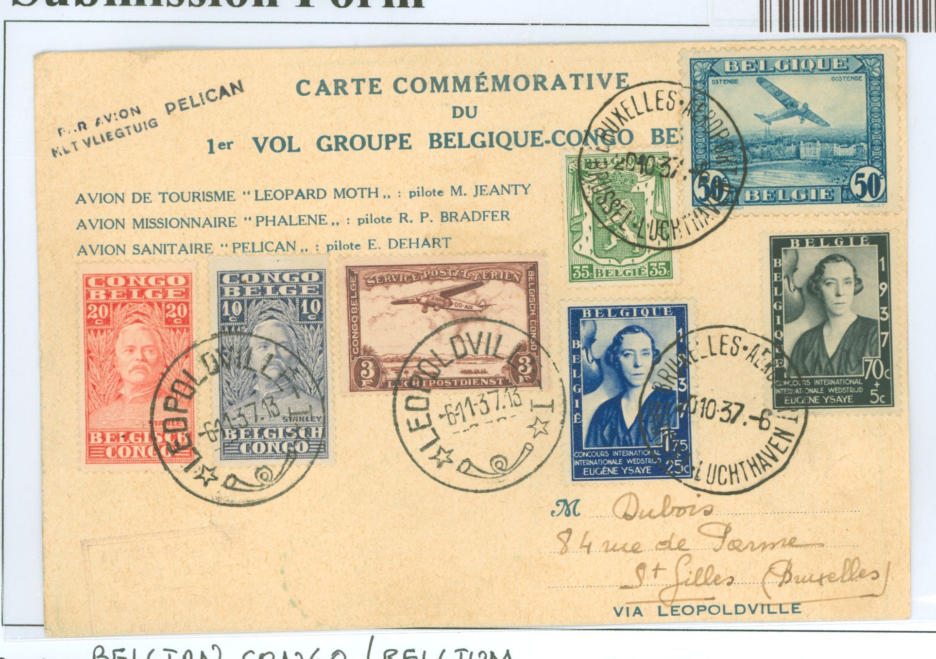 Belgian Congo 1937 Commemorative postcard | Europe - Belgium & Colonies ...