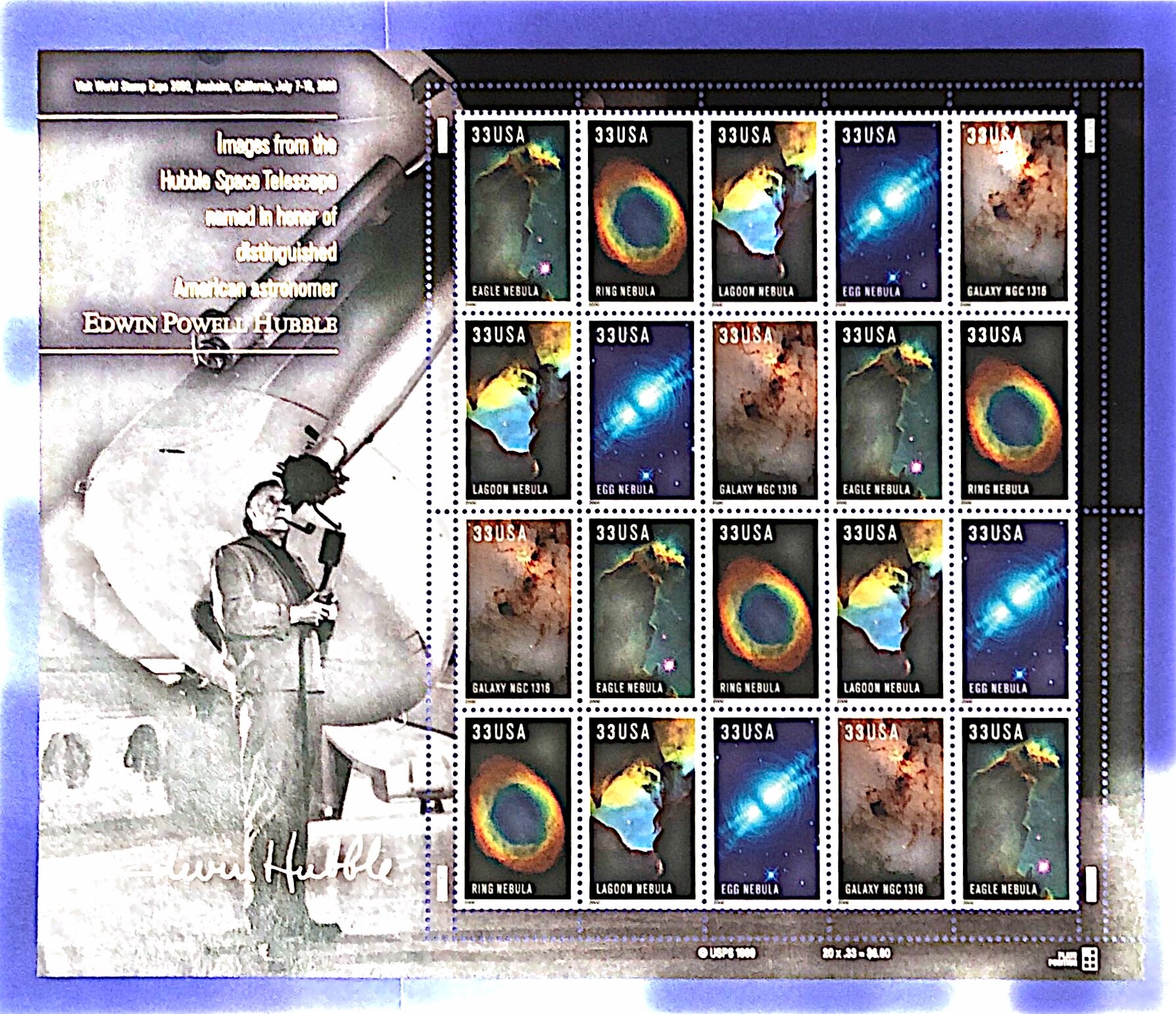 PCBstamps US #3384/3388 Sheet $6.60(20x33c)Edwin Powell Hubble, MNH, (4 ...