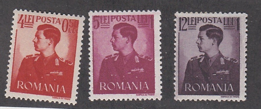 Romania # B141A, 1142A, 143C, King Michael, Mint Hinged, 1/3 Cat ...
