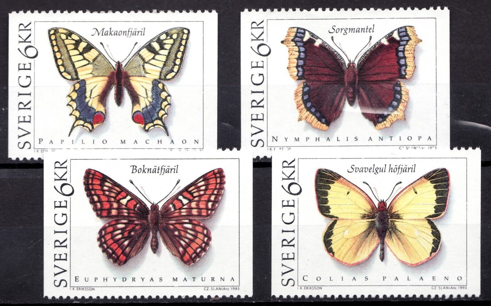 1993 Sweden Sverige - Sc #2020-23 - 60KR Butterfly Insects. MH stamp ...