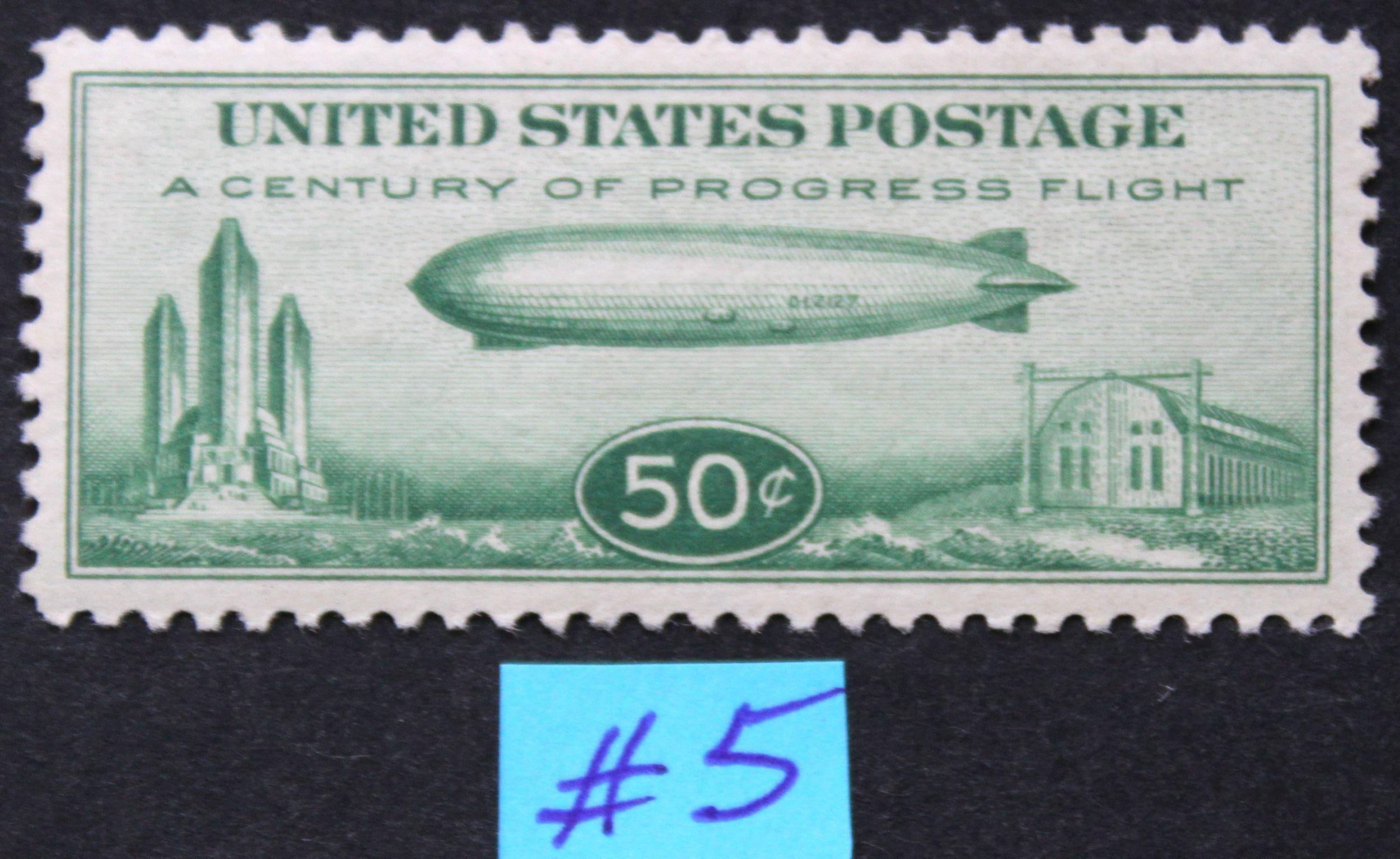 U.S.C18 Mint Century of Progress/Graf Zeppelin 50c Single. XF-SUP OG NH ...