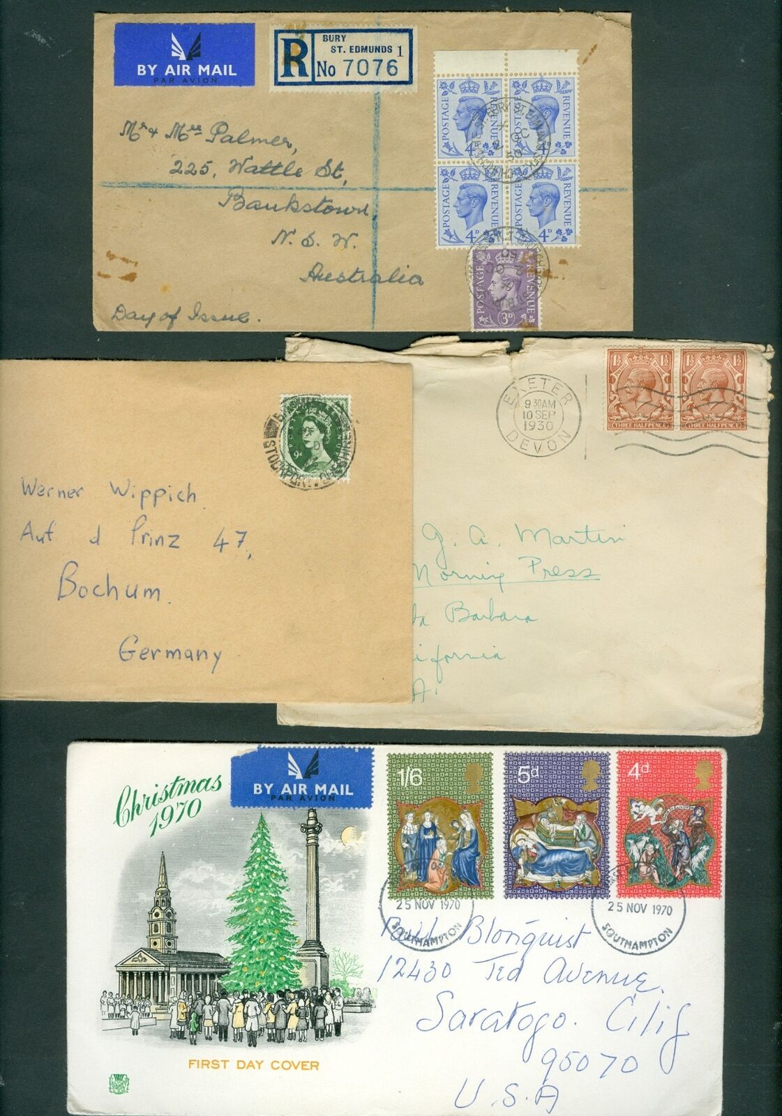 Great Britain. 4 Postal Used Covers. 1930-1950-1965-1970. | Great ...