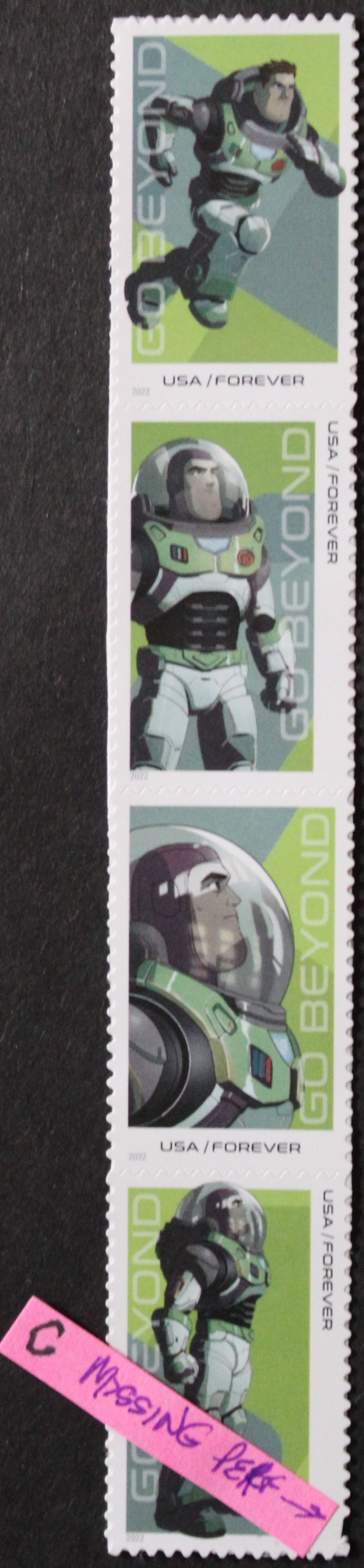 U.S.#5709-5712 Go Beyond 60c FE Vert.Strip of 4, MNH. Missing Perf ...