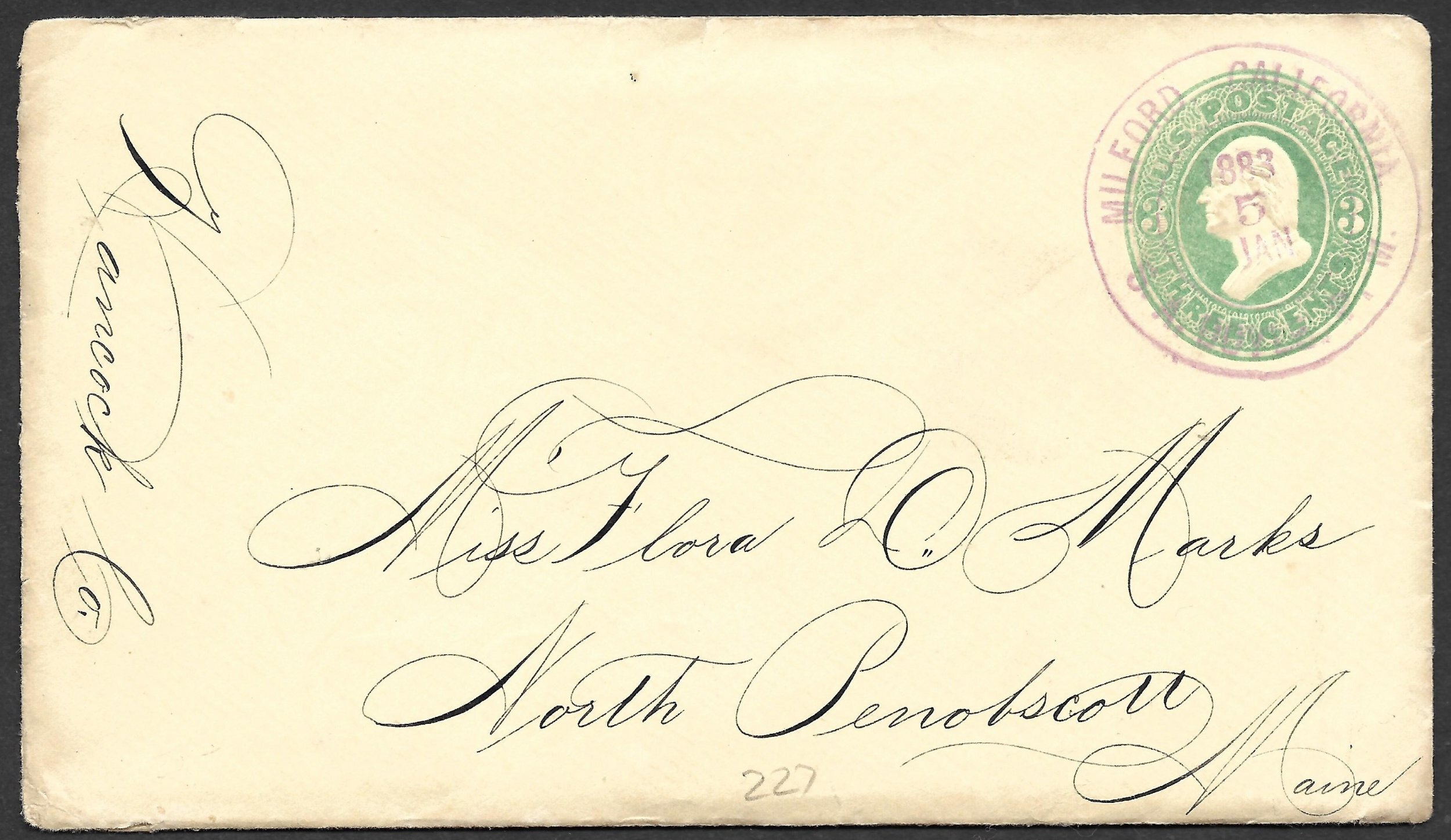 California to Maine 1883 Postal Cover w/Letter, Scott #U165 | United ...