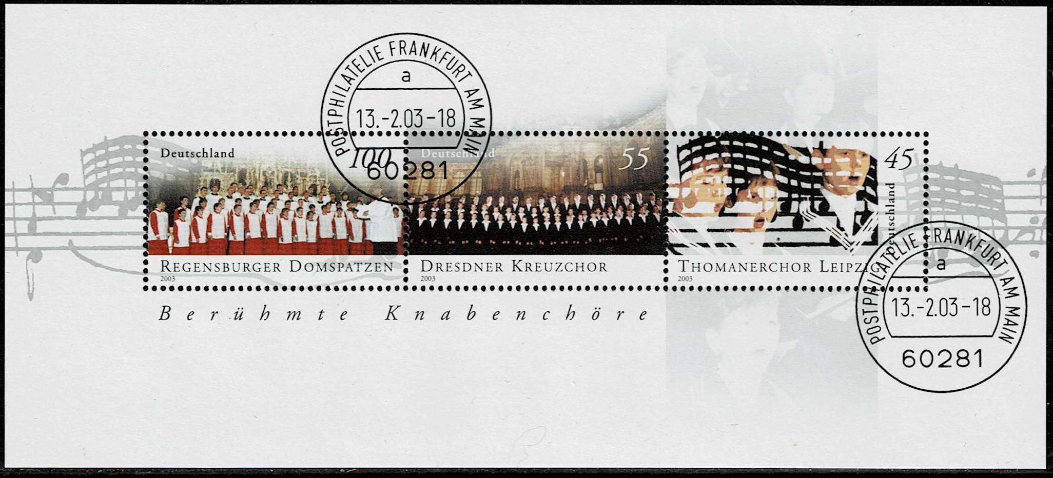 Germany 2003,Sc.#2231 used s./s., Famous boys choirs | Europe - Germany ...