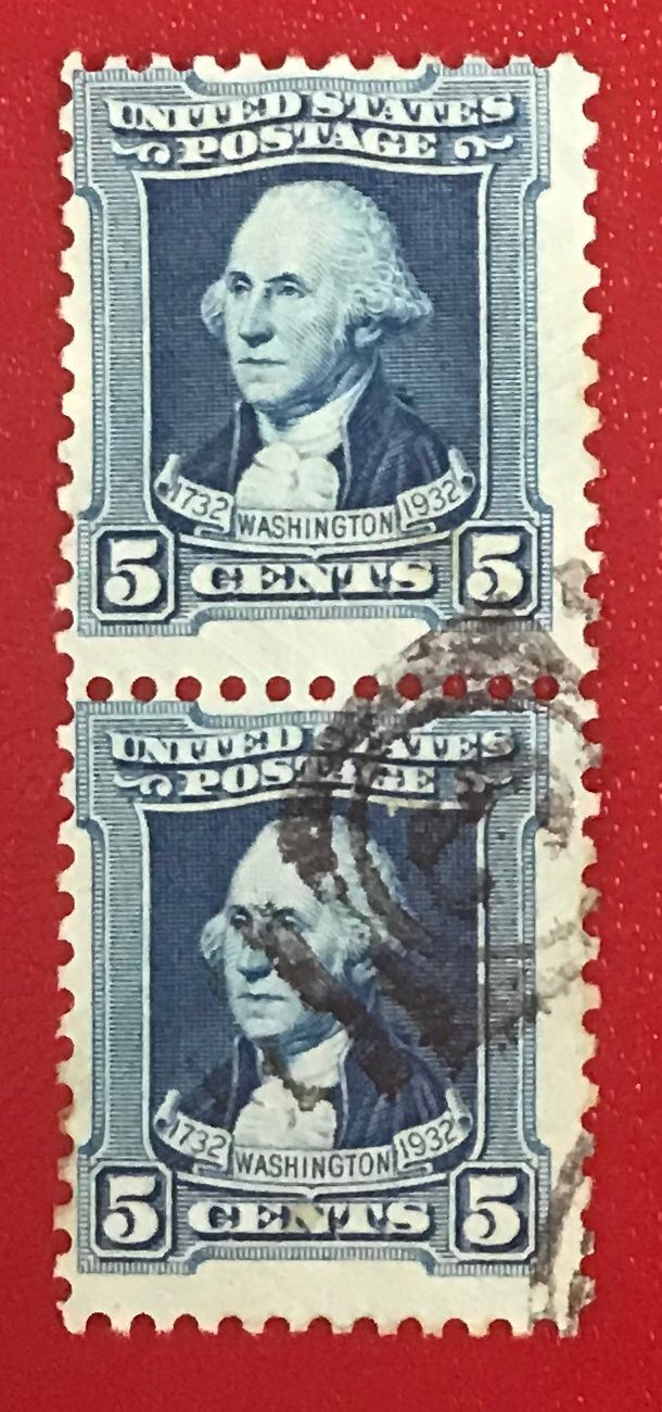 1932 US Scott 710 used pair 5 cent Washington Bicentennial Issue Lot ...