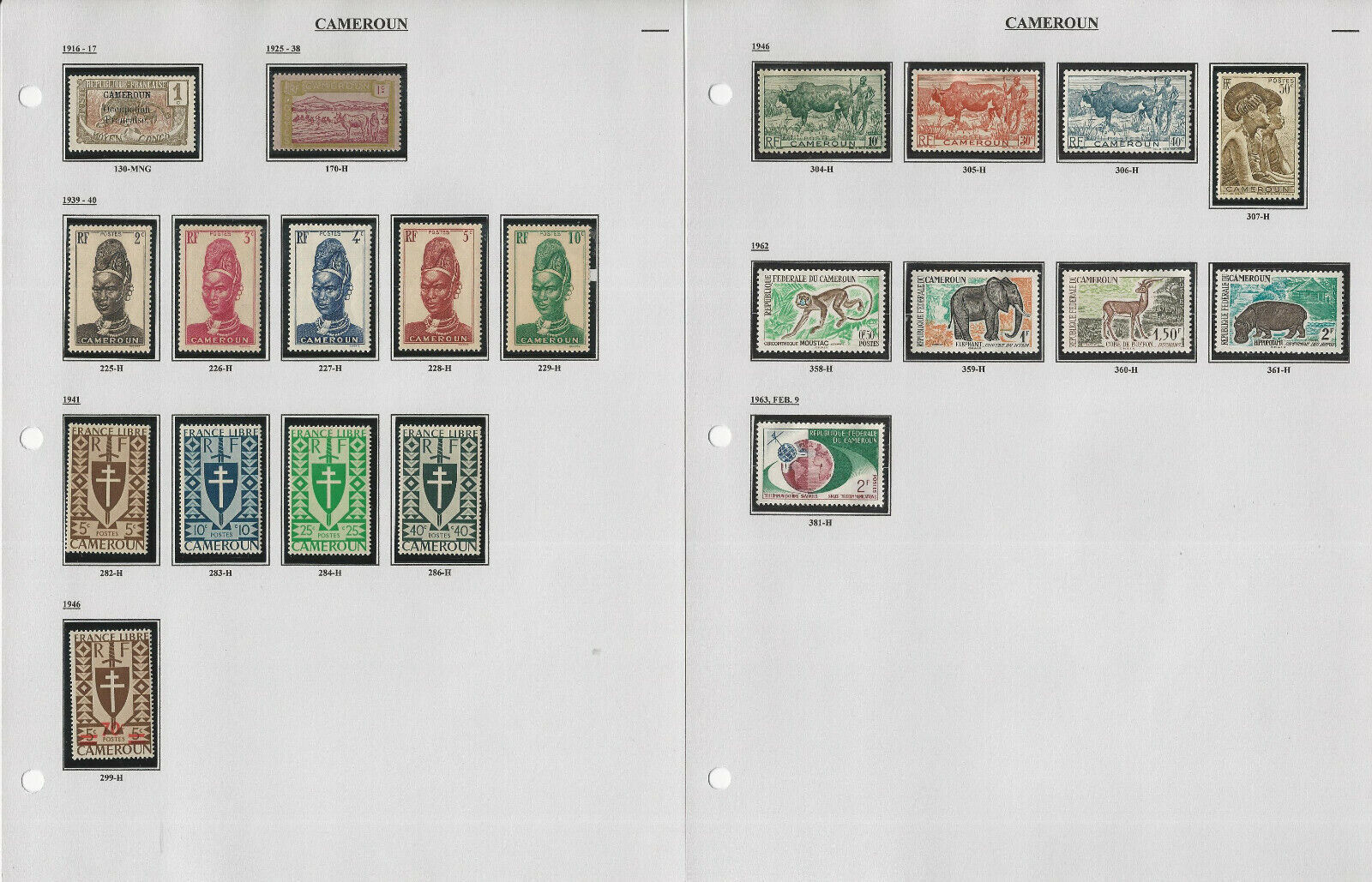 Cameroun Stamp Collection on 9 Pages, 1916-63, French Colony, JFZ ...