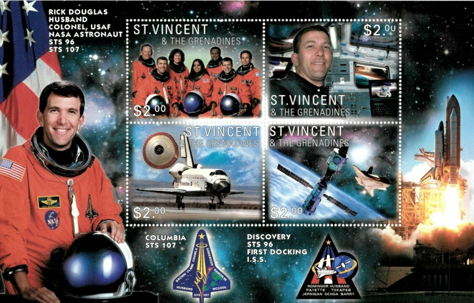 St. Vincent 2003 - SC# 3084 Husband Columbia Space Shuttle NASA - Sheet ...
