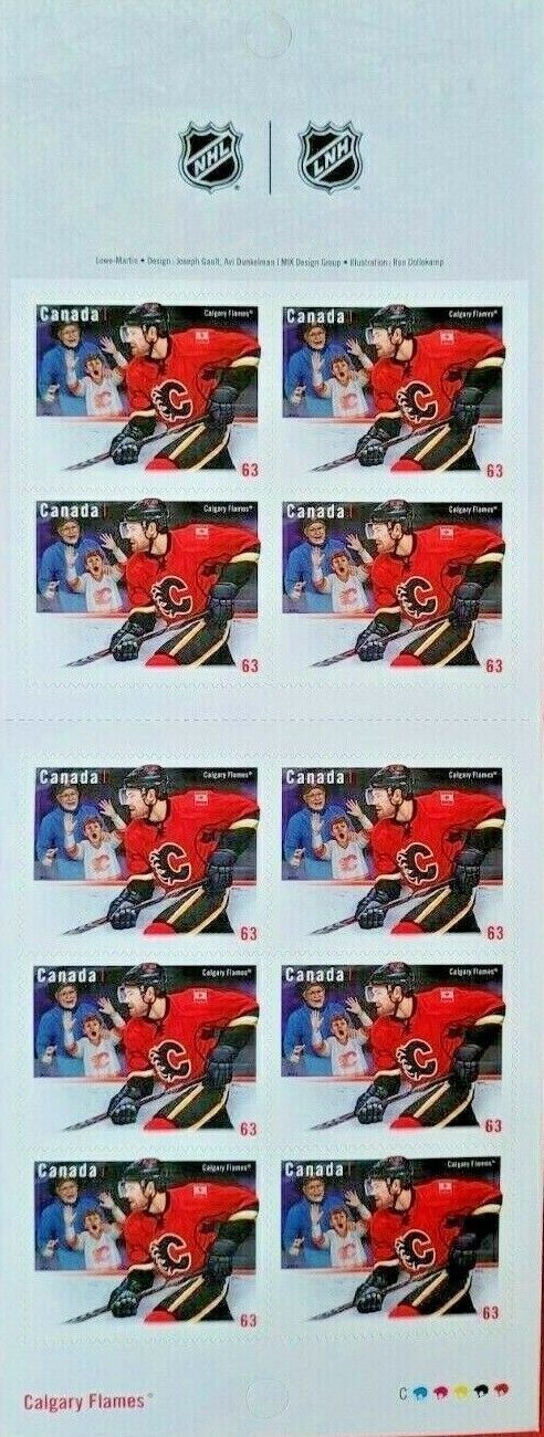 2013 - #2674a - Bk552 Booklet - 10 NHL Calgary Flames Jersey Stamps cv ...