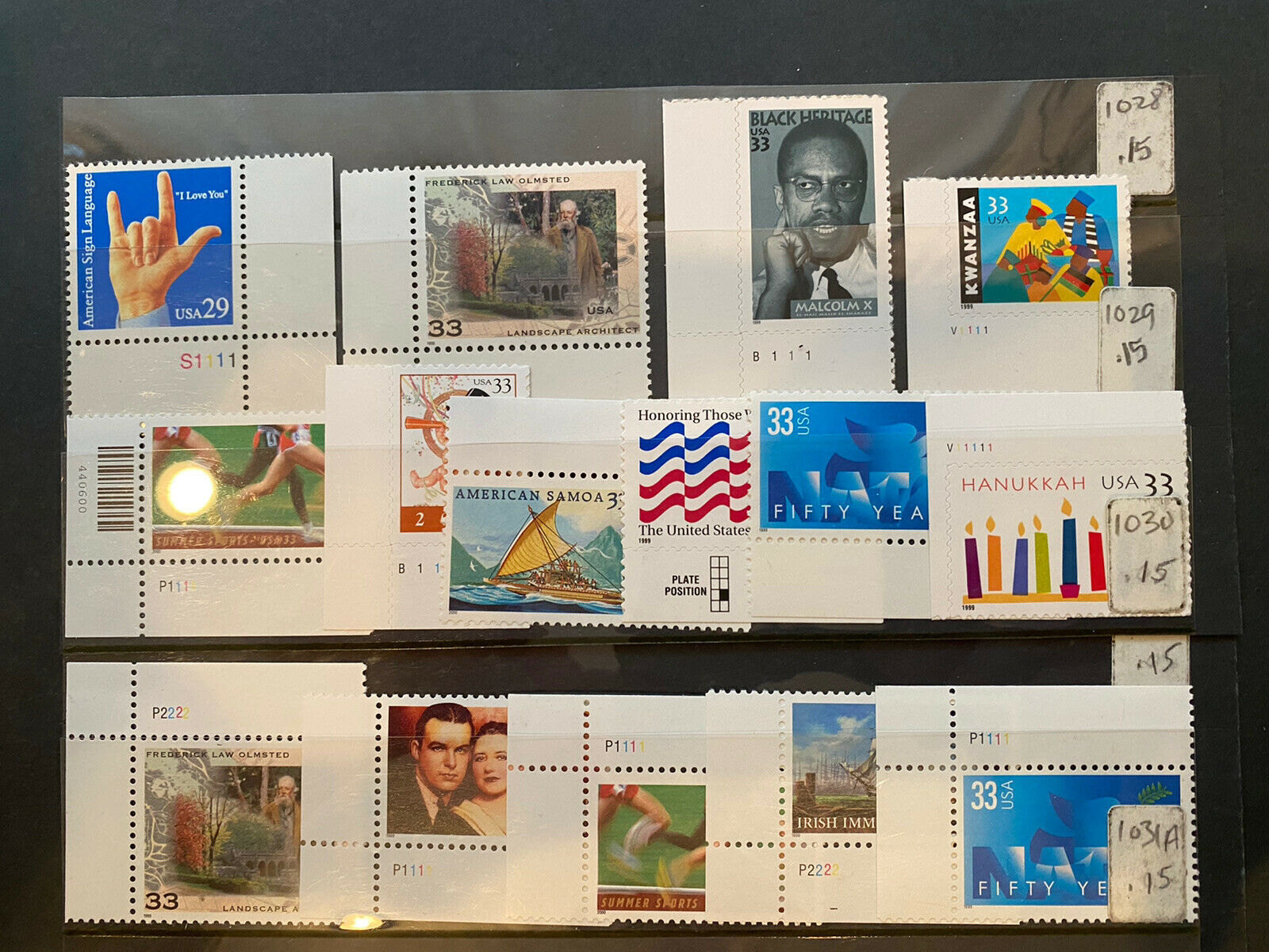 US Stamps - 29 & 33 Cent Plate Singles - MNH - Face Value = $4.91 ...