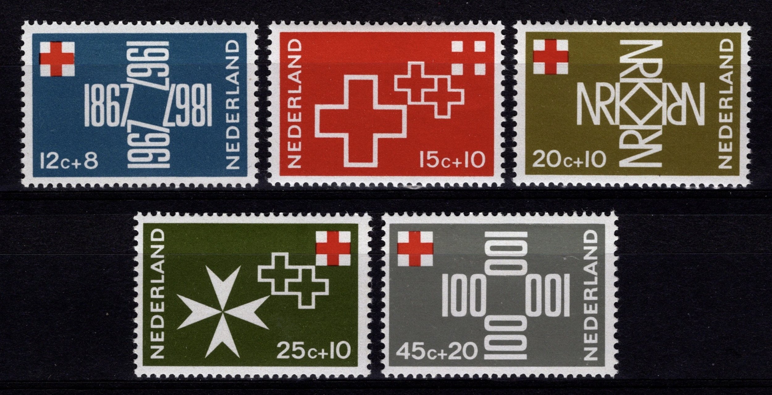 Netherlands 1967 Sc#B424/B428 RED CROSS/CROSSES Set (5) MNH | Europe ...
