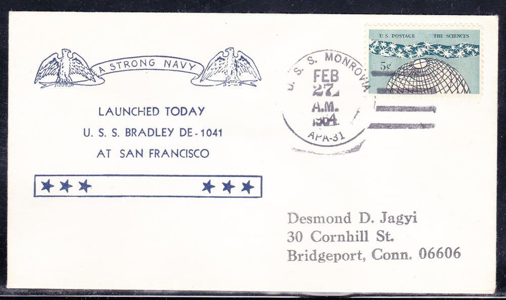 U.S.S. Bradley Launching Cacheted Cover | United States, Stamp / HipStamp