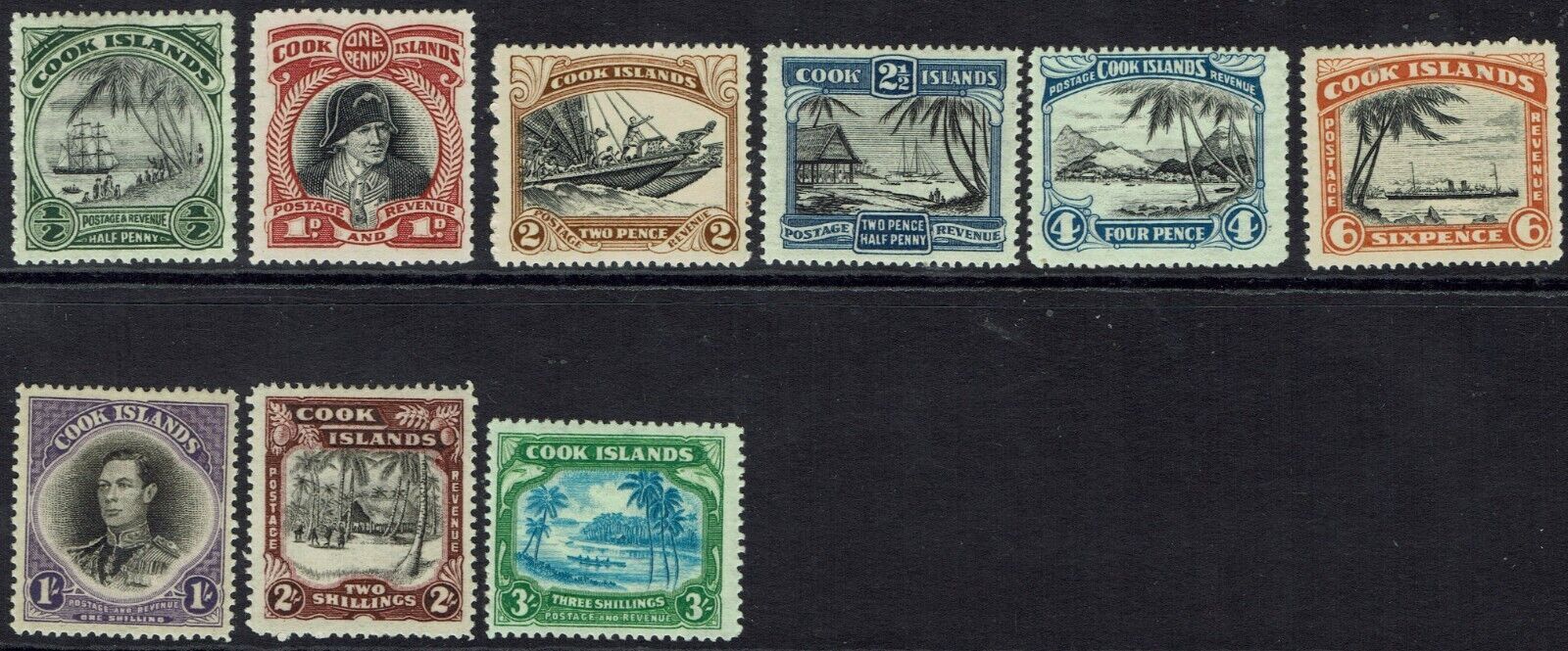 Cook Islands 1944 Kgvi Pictorial SET WMK Multi Star NZ | Australia ...
