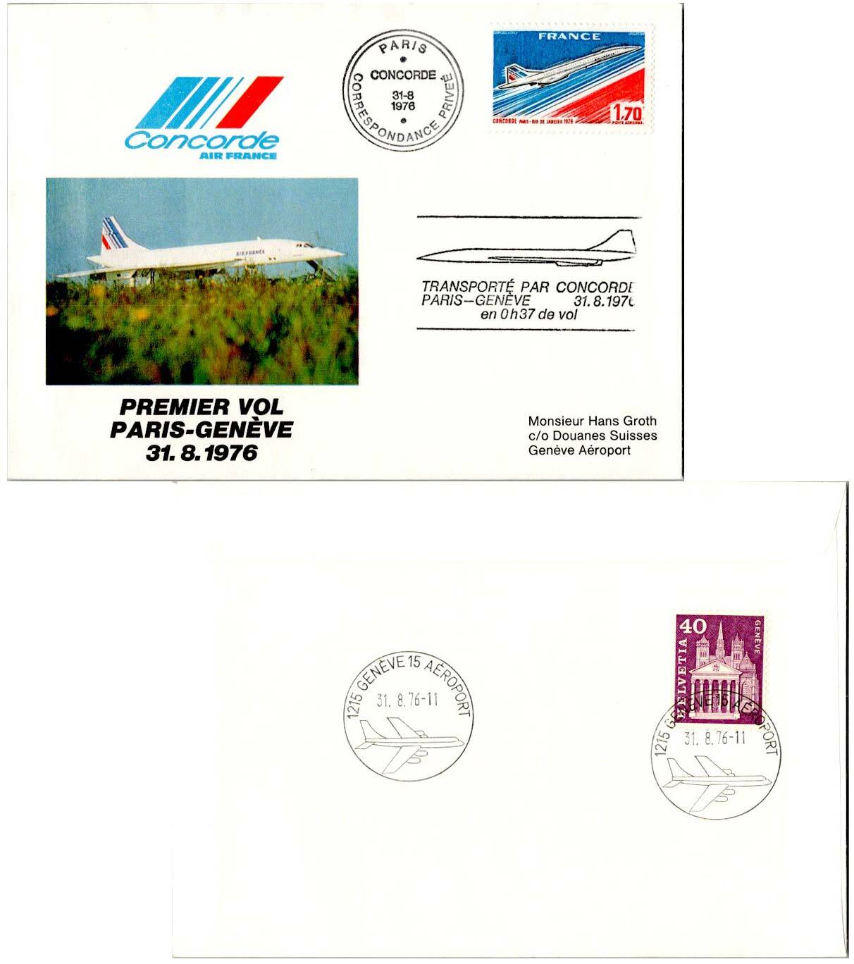 France 1.70F Concorde 1976 Air France Concorde First Flight Paris to ...
