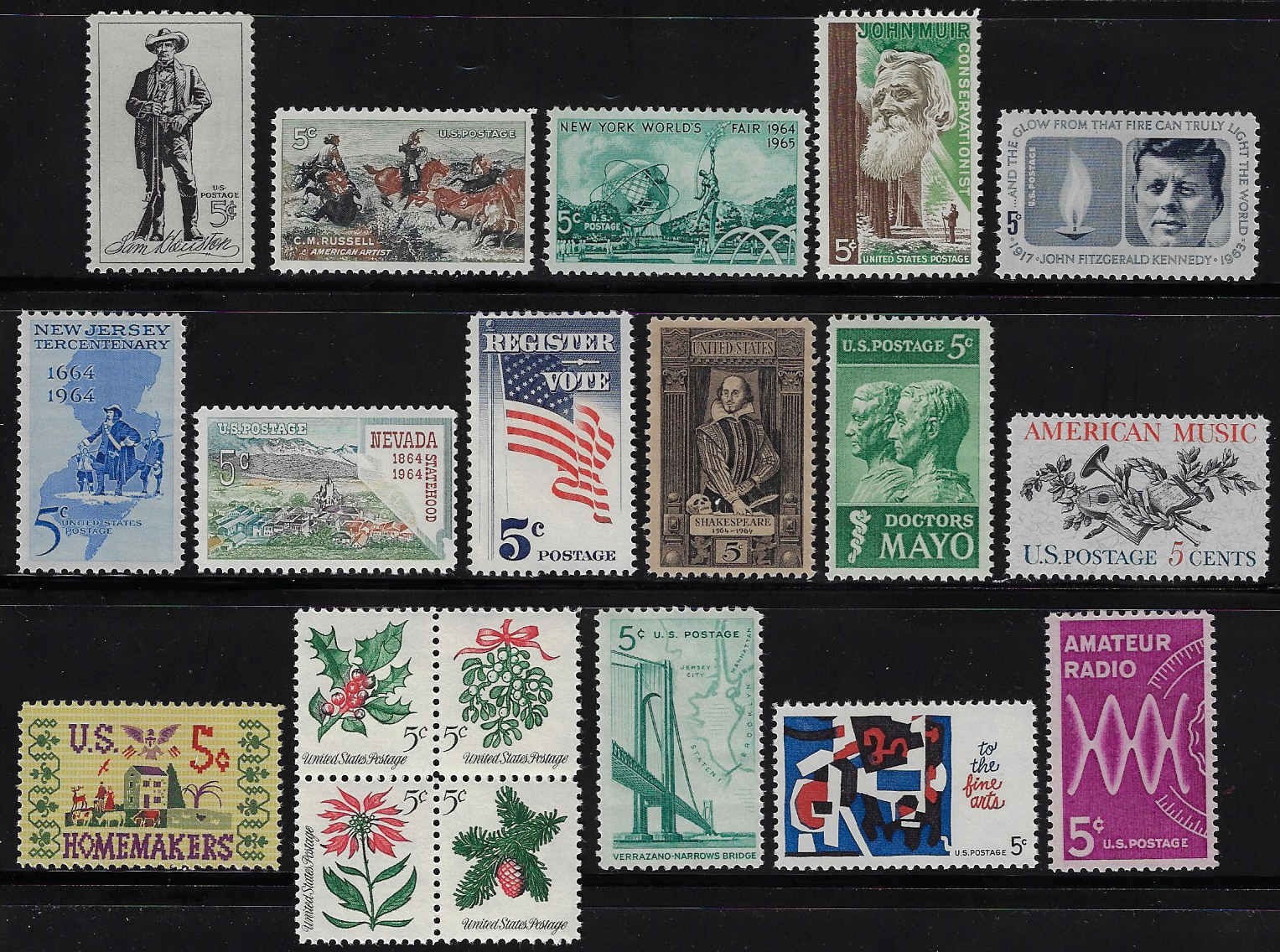 U.S. #1242-60 MNH; 1964 Commemoratives - complete set of 19 (1964 ...