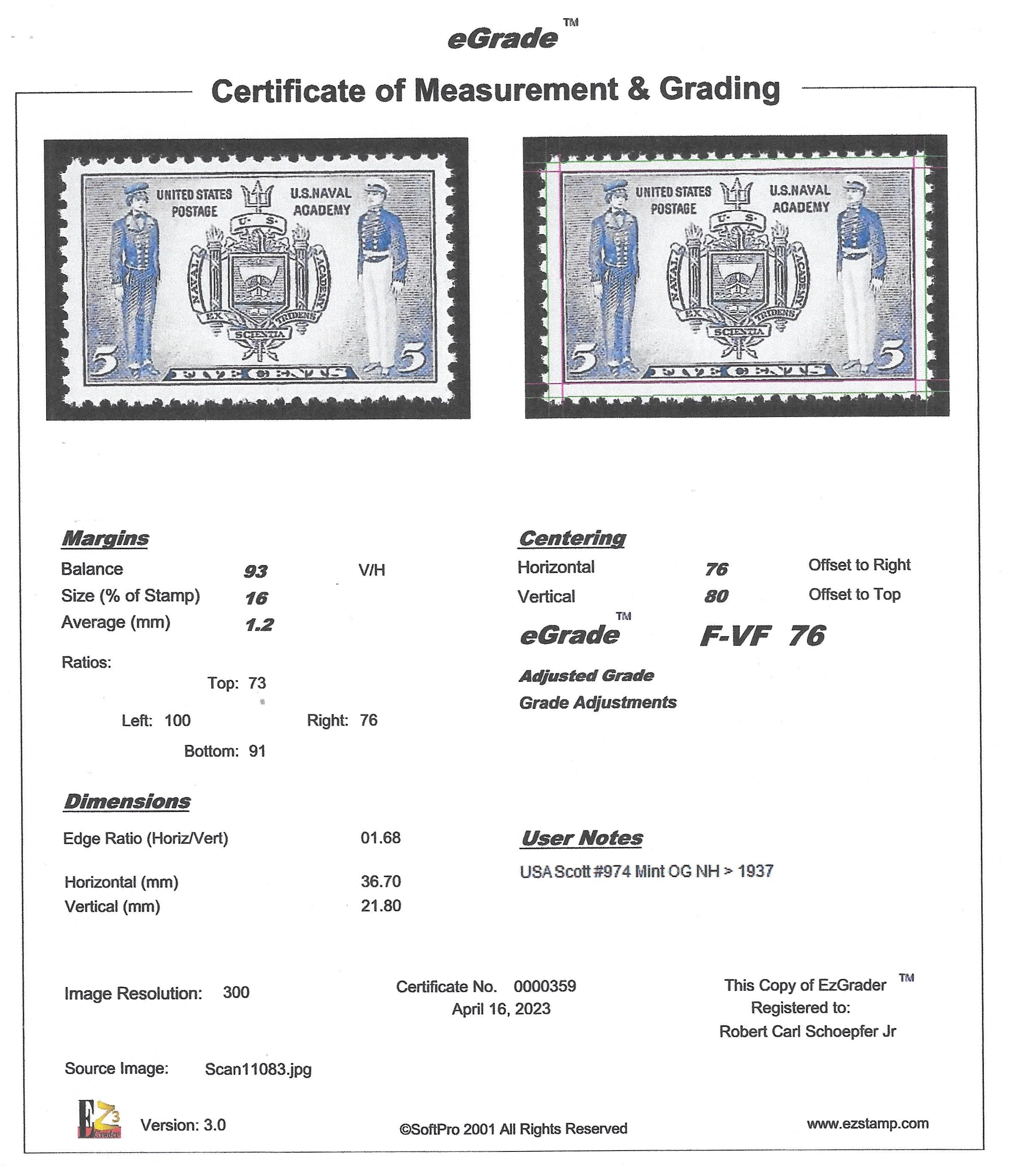 794 5 cents U.S. Navy, Stamp mint OG NH EGRADED F-VF 76 | United States ...