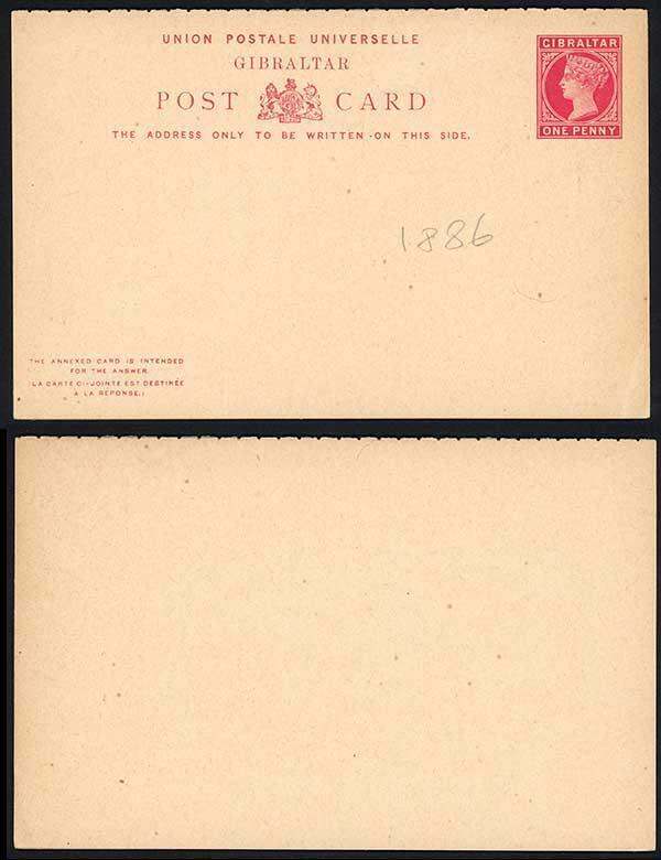 Gibraltar HG7 QV 1d Rose on buff Reply card on buff mint | Europe ...