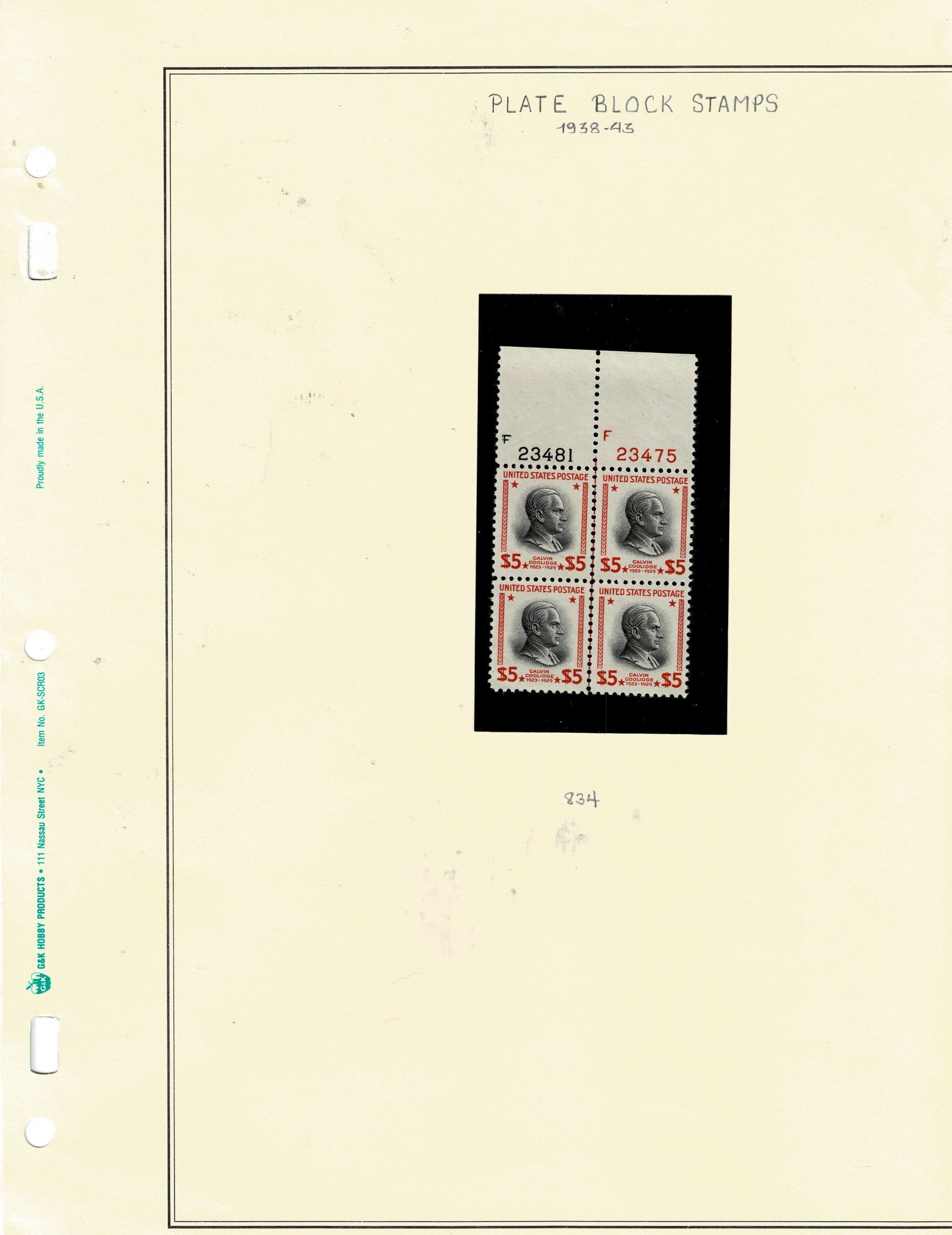 Presidential 1/2c - $5 US Postage Plate Blocks #803-34 with 2 Extra ...