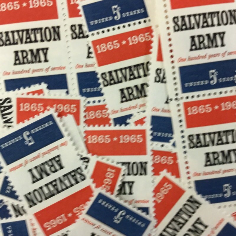 1267 Salvation Army Centennial. 100 MNH 5 cent stamps. Issued in 1965 ...