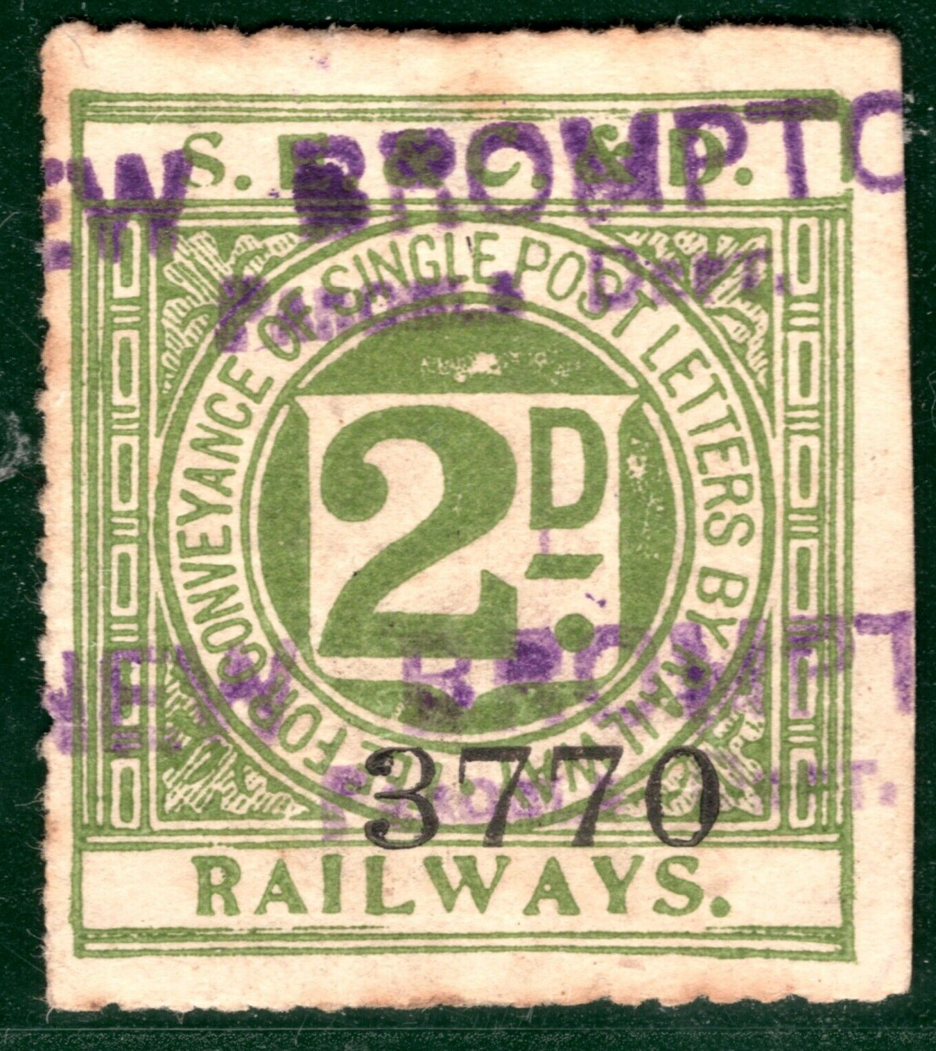GB Kent SE&CR RAILWAY Letter Stamp 2d *NEW BROMPTON* STATION Used SBW93 ...