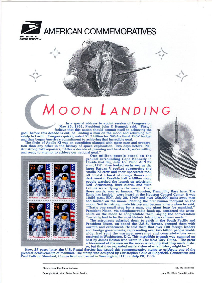 US CP444 Annivesary Moon Landing 2841 Commemorative Panel Mint | United ...