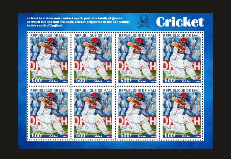 Stamps. Sports, Cricket Mali1 sheet 8 stamps perforated | Africa - Mali ...