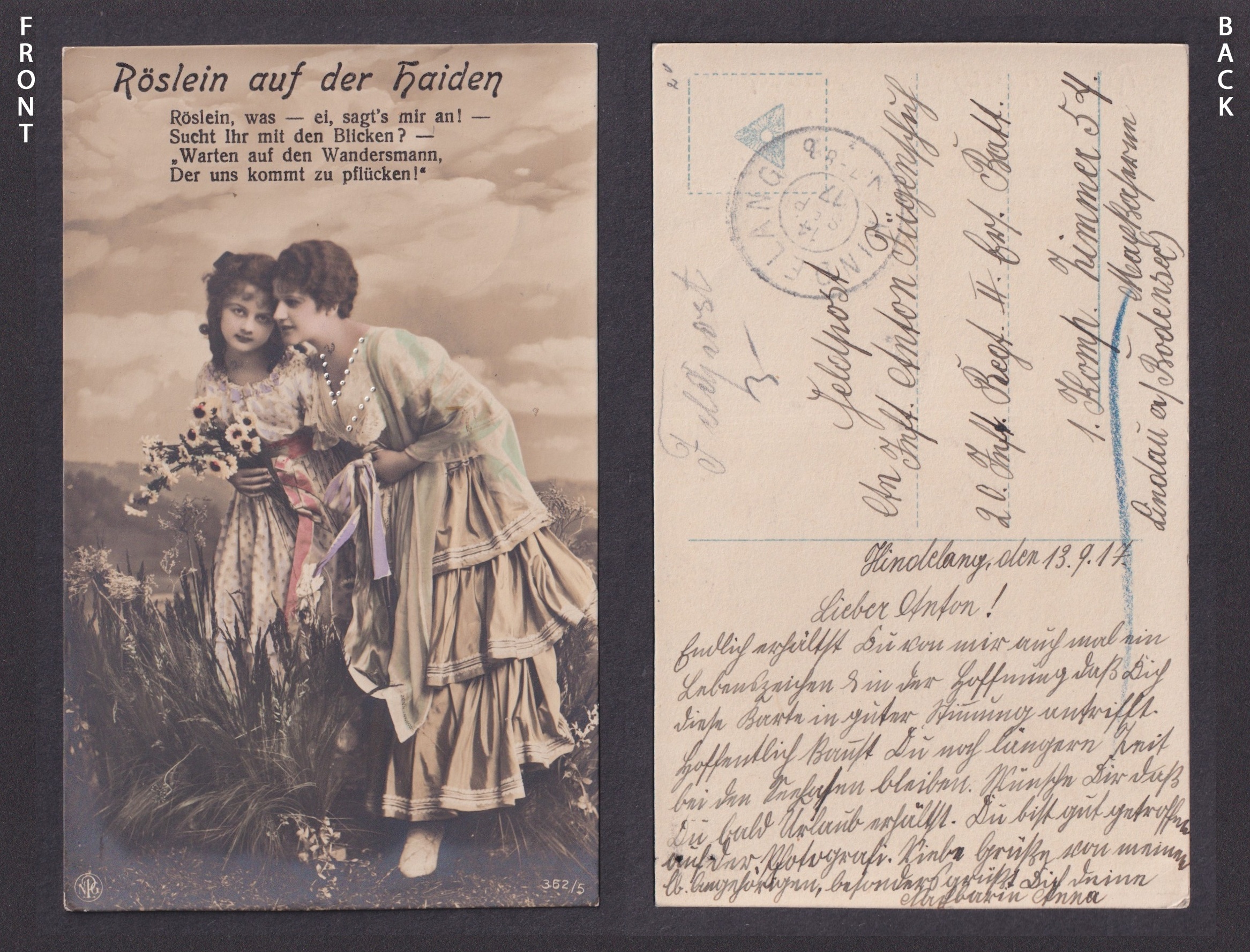 GERMANY 1917 Field post postcard from Hindelang, WWI | Europe - Germany ...