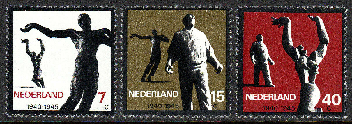Netherlands 432-434, MNH. Resistance movement of WW II. Statues, 1965 ...