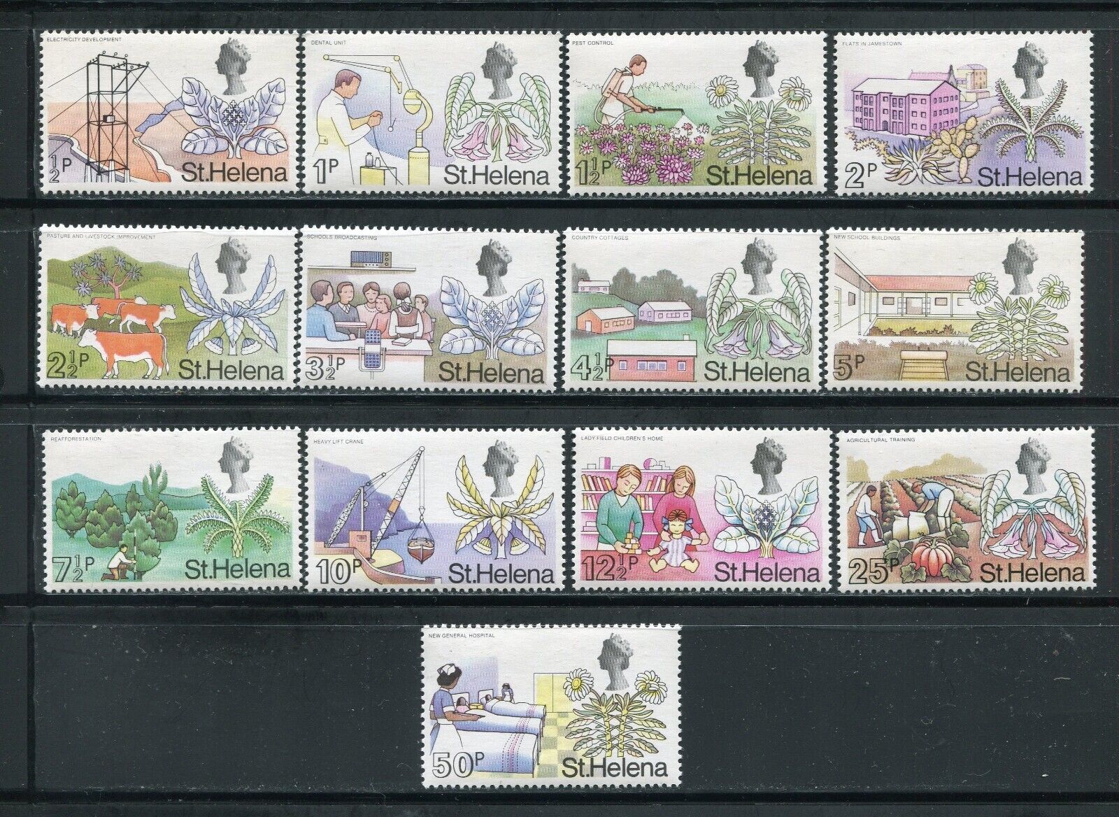 St. Helena 244-256 p instead of d Complete Stamp Set MNH 1971 ...
