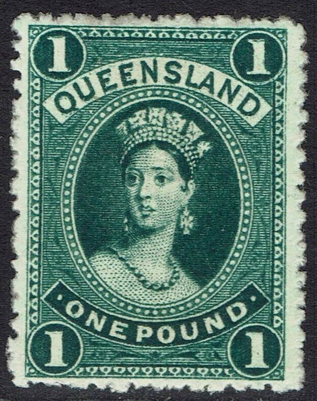 Queensland 1882 QV Large Chalon £1 WMK Large Crown/Q Upright Regummed ...