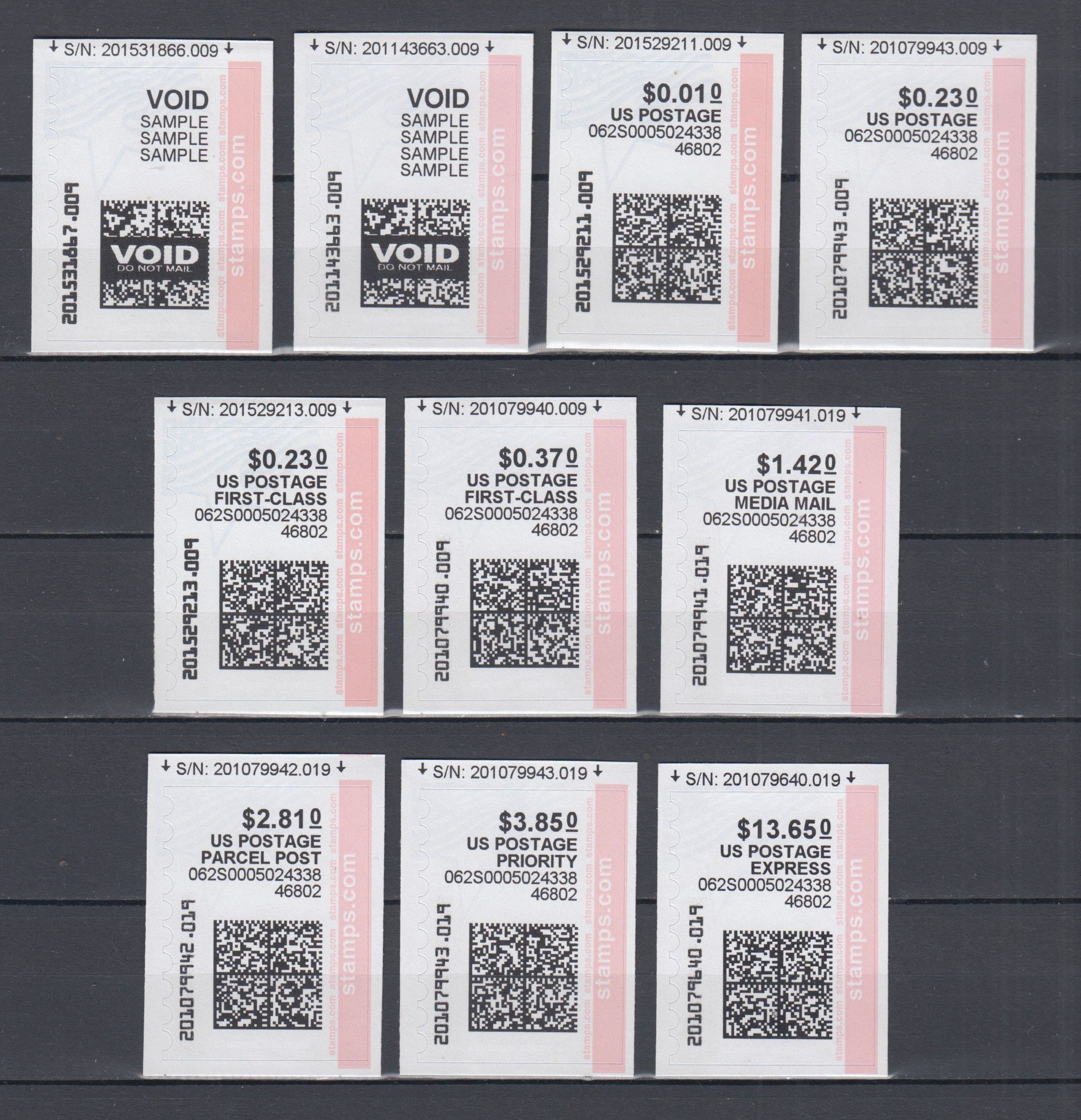 Computer "Stamps.com" Variety Lower Case Letters Set of 10 Types MNH ...