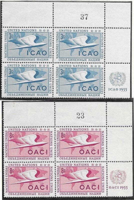 UN-NY # 31-32 I.C.A.O.. Organization MI4 blocks w/control numbers (2 ...