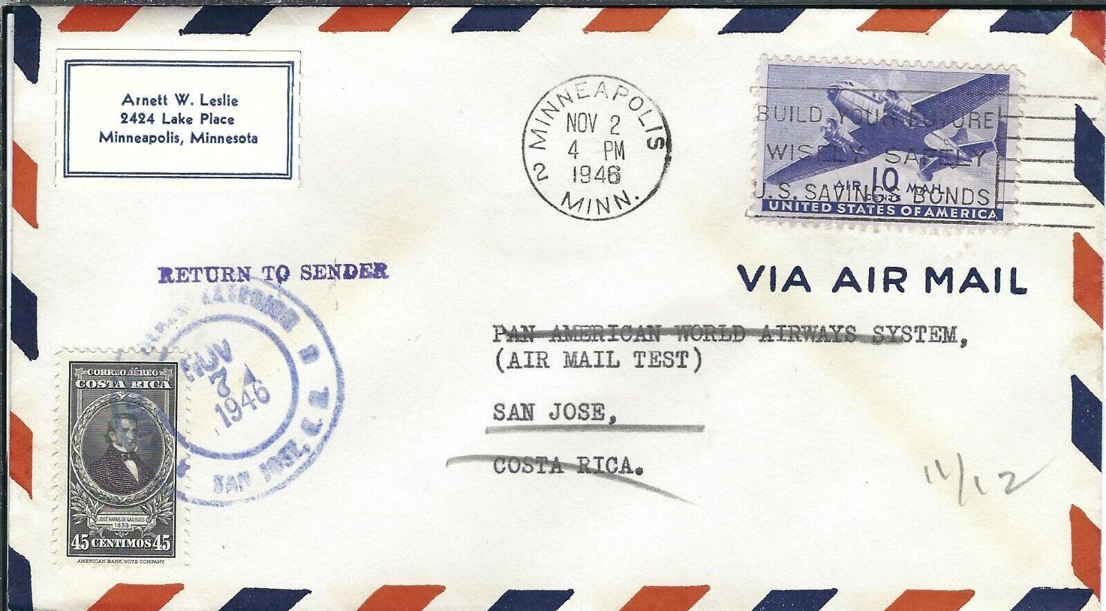 Minneapolis, MN to San Jose, Costa Rica, 1946 Pan-Am Test Flight (47787 ...