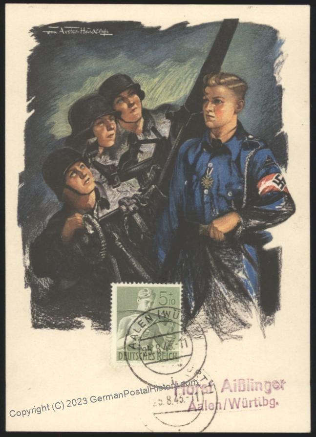 3rd Reich Germany 1943 Luftwaffe Hitler Jugend Youth Propaganda Card ...