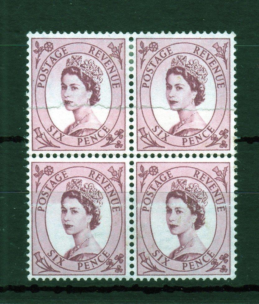 6d Tudor Crown Wilding Mounted Mint Block + Paper Join Printing Error ...