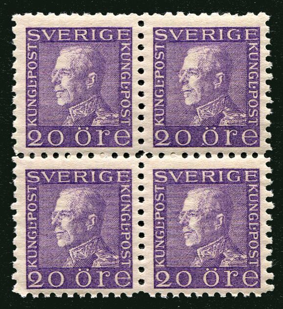 King Gustaf V Left Profile - 1922 - MNH Block of 4 | Europe - Sweden ...