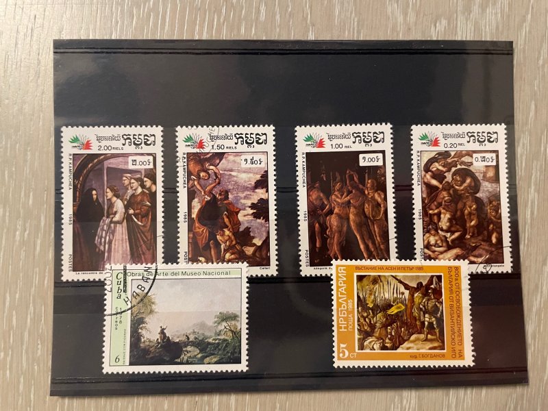 Paintings : 5 different topical issues (5 photos) with Very Fine stamps ...