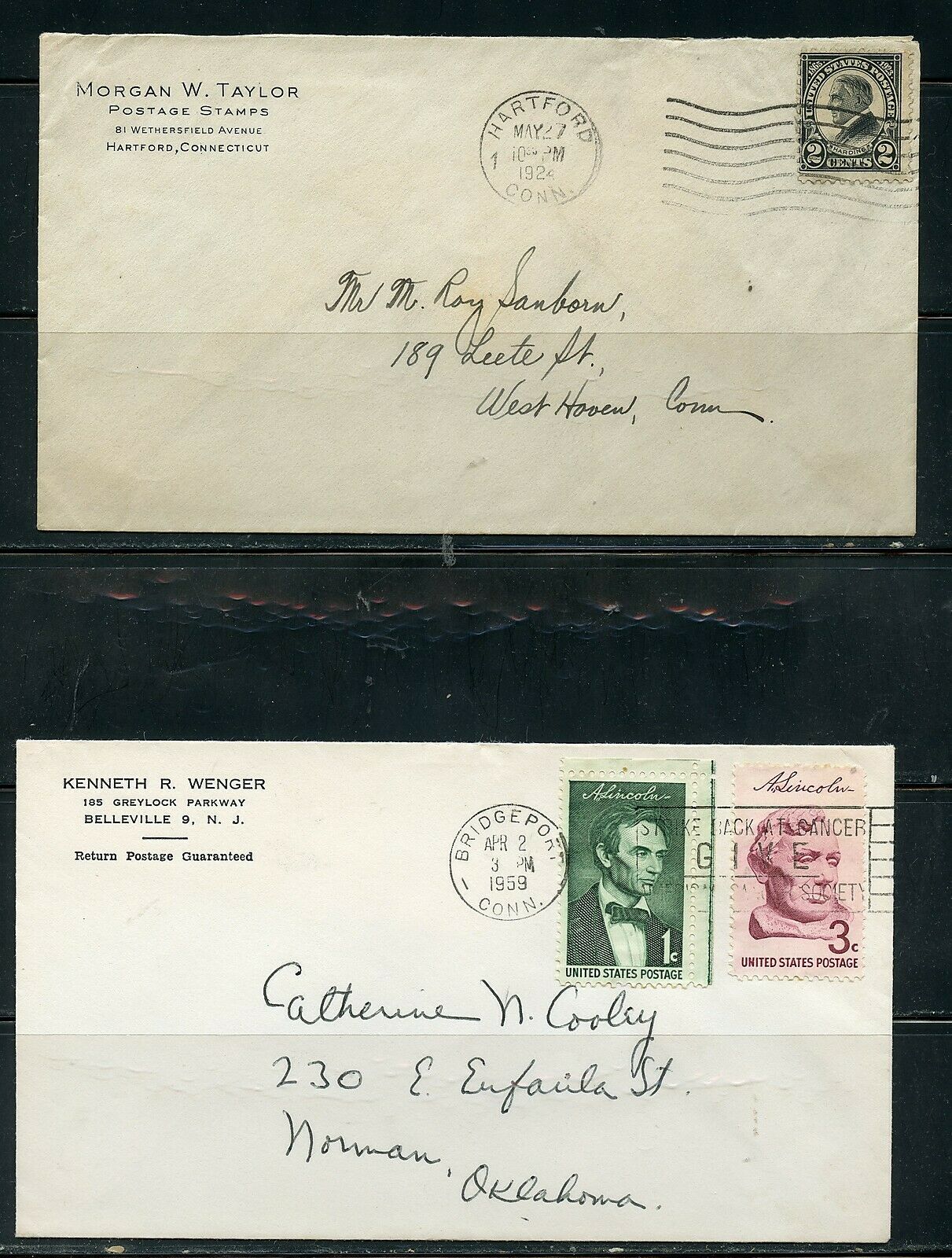 US POSTAL HISTORY OF STATE OF CONNECTICUT LOT OF 24 COVERS 1886-1989 AS ...