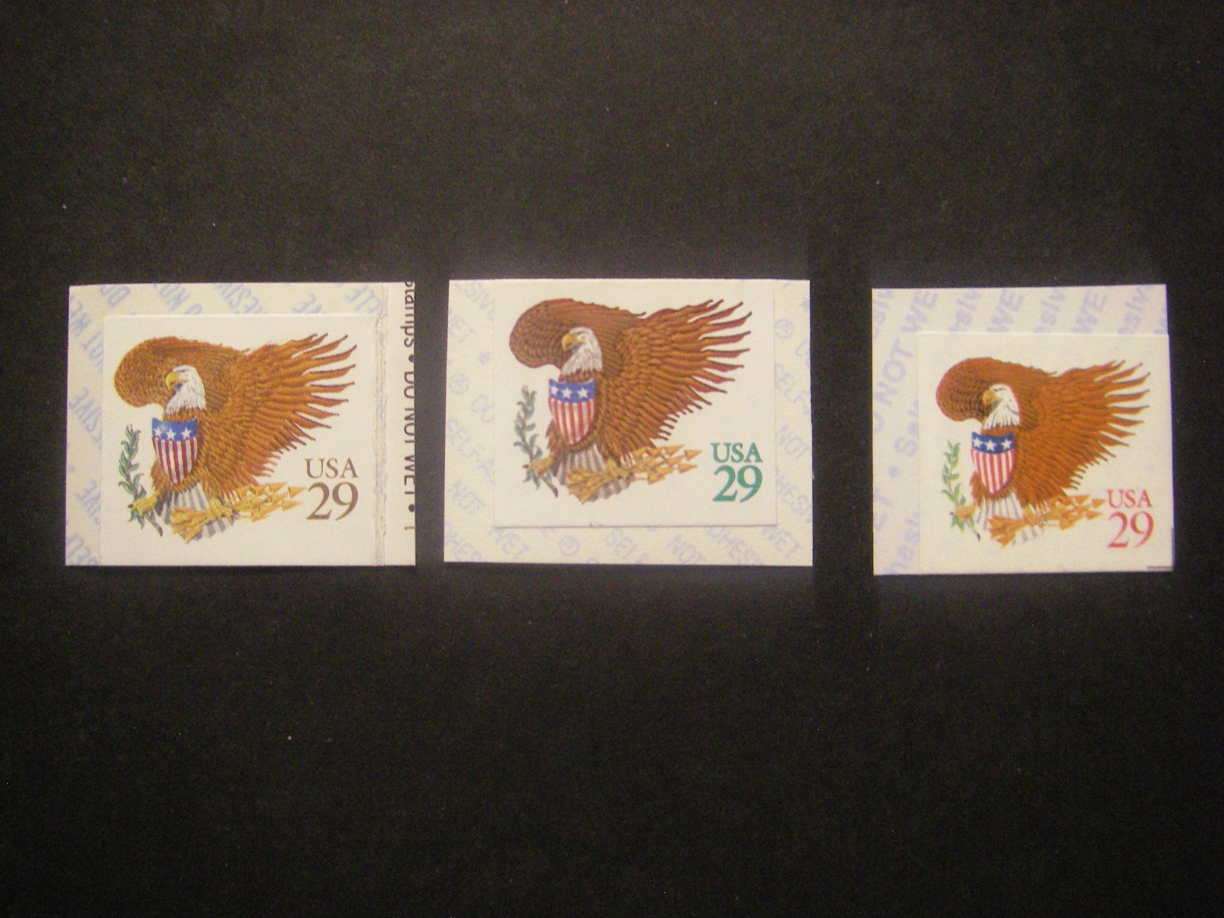 Scott 2595-7, 29c Eagle, All three varieties, MNH Booklet singles ...