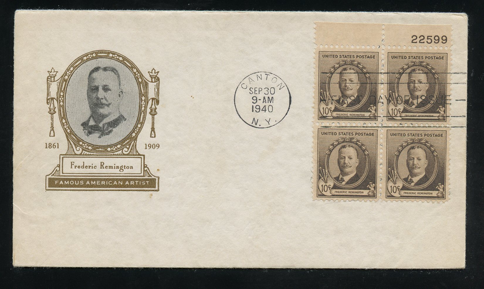 US 888 M=1A Frederic Remington Famous American Harry Ioor cachet FDC UA ...
