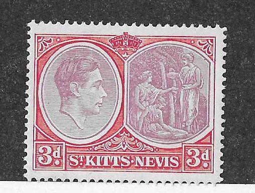 St Kitts & Nevis Sc #84 3p red and violet chalky paper variety (SG 73b ...