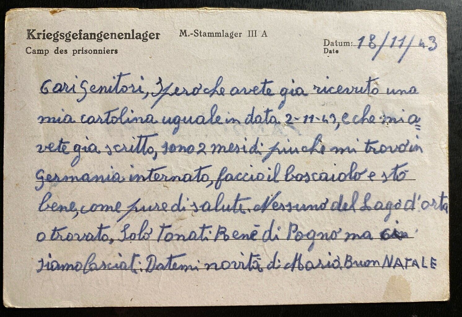 1943 Germany Stalag 3A POW Prisoner of War Postcard Cover To Novara ...